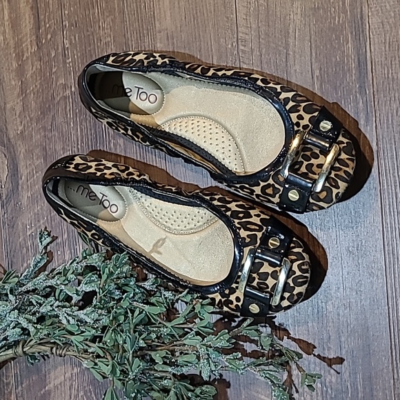 me too | Shoes | Me Too Lysette Flat Cheetah Gold Buckle Black Patent ...